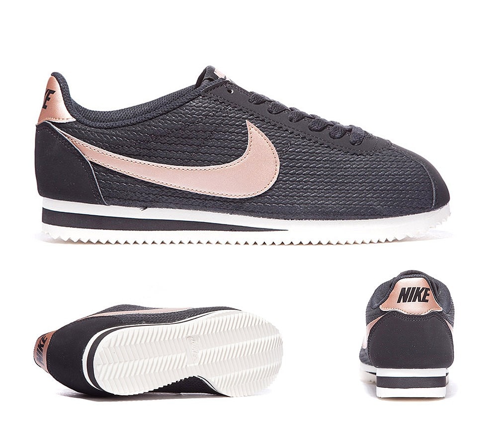Nike Womens Classic Cortez Leather Luxury Trainer Black Bronze