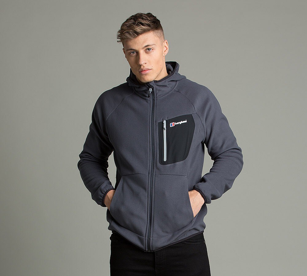 Berghaus Deception Full Zip Fleece Hooded Top | Carbon | Footasylum