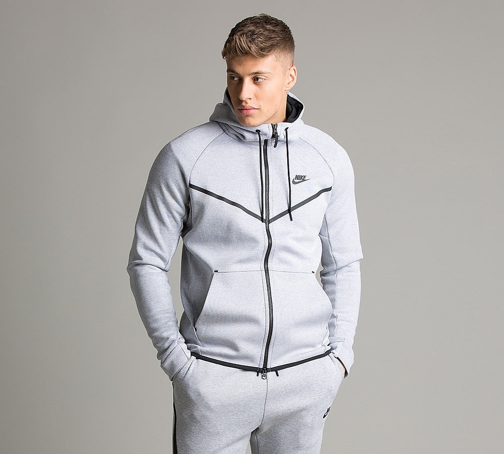 Nike Tech Fleece Windrunner Hooded Top White Marl Footasylum