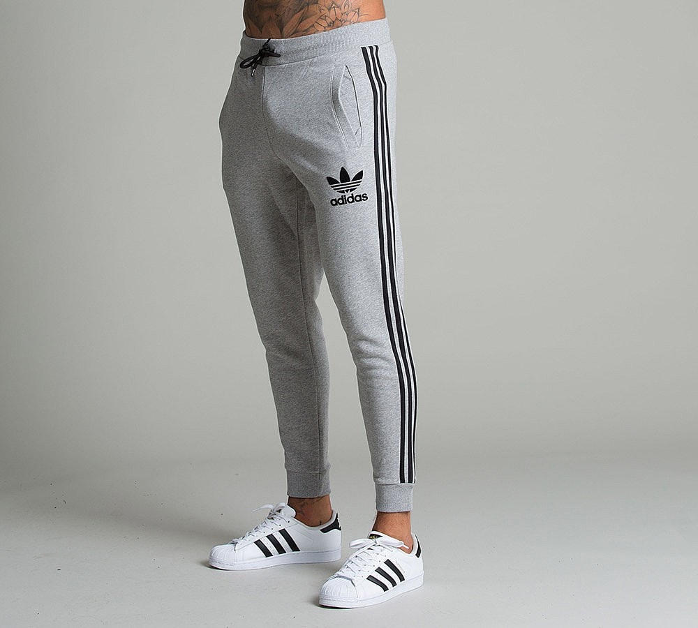 adidas Originals 3 Striped Jog Pant | Grey | Footasylum