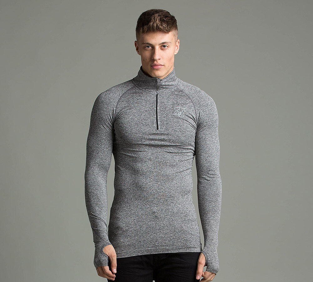 Sik Silk Half Zip Compression T-Shirt | Grey | Footasylum