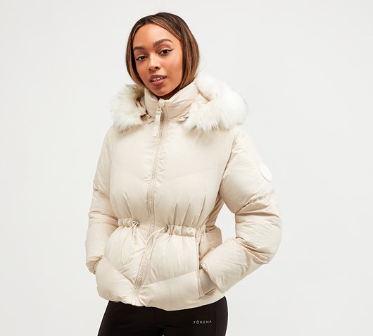 Forena Womens Clara Cinch Waist Jacket | Cream | Footasylum