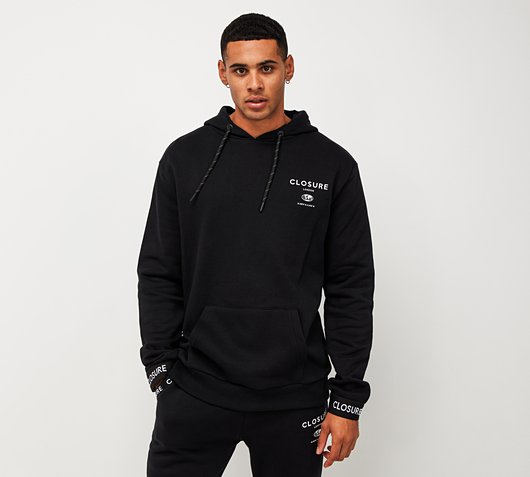 Closure London Branded Cuff Hoodie | Black | Footasylum
