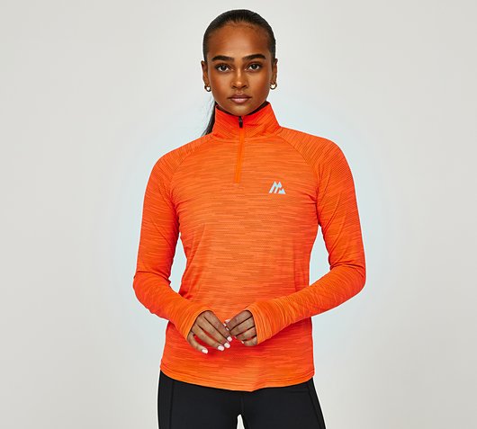 Montirex Womens Trail 2.0 Quarter Zip Top | Fiery Orange | Footasylum
