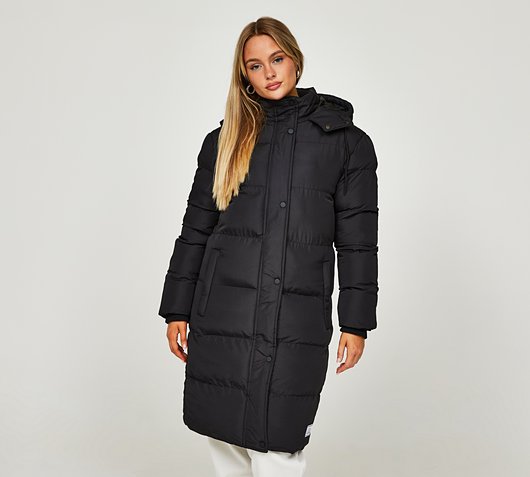 Closure London Womens Longline Puffer Jacket | Black | Footasylum