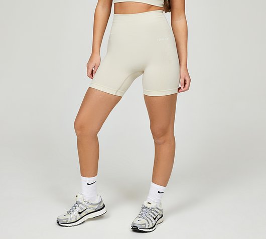 Forena Womens Seamless Hi-Waisted 5 Inch Short | Ecru | Footasylum
