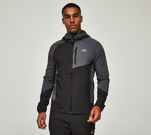 Alpyrex Solo 2.0 Woven Full Zip Hoodie | Black / Asphalt | Footasylum