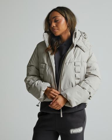 Forena Womens Holly Cropped Puffer Jacket | Dove | Footasylum