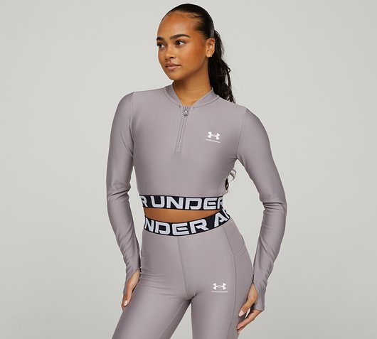 Under Armour Womens HeatGear Rib Quarter Zip Long Sleeve Top | Tetra ...