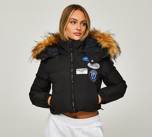 Mercier Womens Original Badge Fur Jacket | Black | Footasylum
