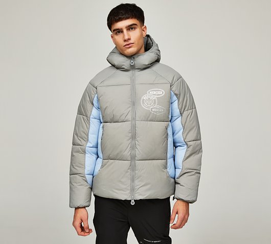 Mercier Drifter Badge Curve Jacket | Grey / Blue | Footasylum