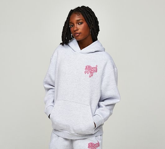 Forena Womens Forever Yours Overhead Hoodie | Ice Grey Marl | Footasylum