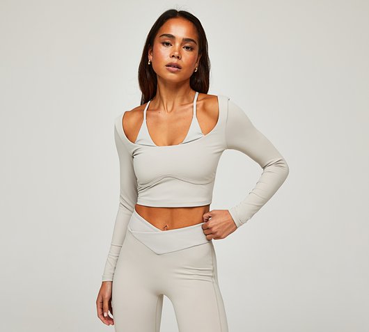 Forena Womens SLB Contour Long Sleeved Top | Dove | Footasylum