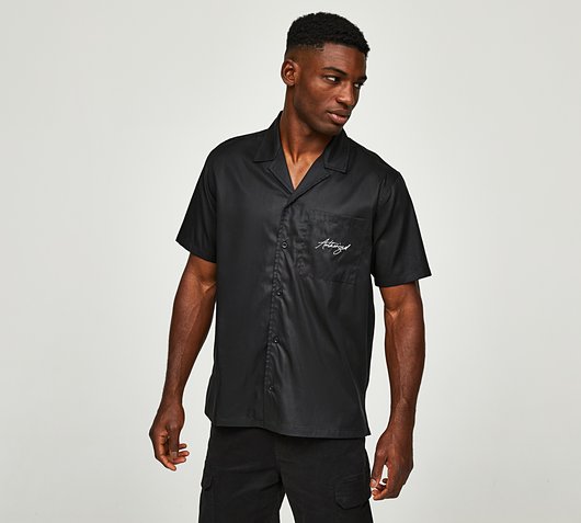 Authorized Signature Workwear Resort Shirt | Jet Black | Footasylum