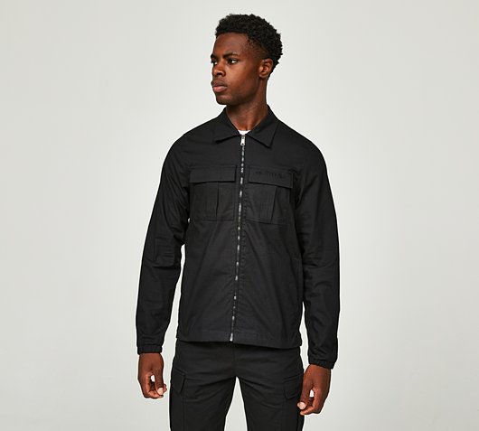Métissier Levin Woven Overshirt | Jet black | Footasylum
