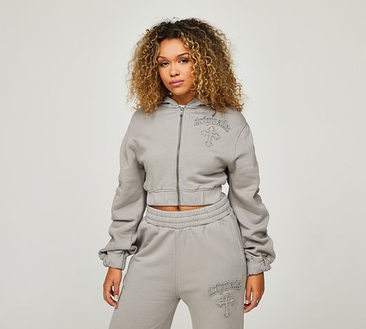 Dripmade Womens Emnity Ruched Crop Full Zip Hoodie | Wet Weather ...