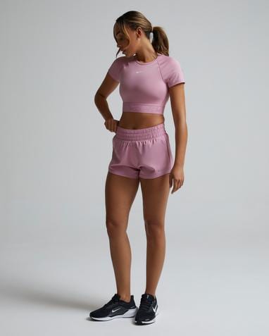 Nike Womens One Dri-FIT Mid-Rise 3 Inch Short | Elemental Pink | Footasylum