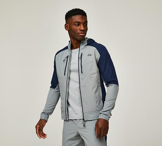 Alpyrex Tarax Woven Full Zip Hoodie | Monument / Dress Blue | Footasylum
