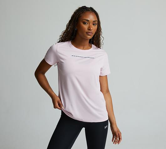 Under Armour Womens HBR Short Sleeved T-Shirt | Prime Pink / Downpour ...