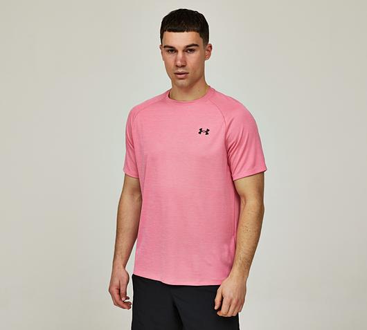 Under Armour UA Tech Textured Short Sleeved T-Shirt | Prime Pink ...