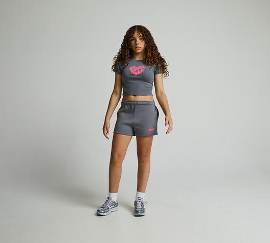 Nicce Girls Sapphire Short | Charcoal / Pink | Footasylum