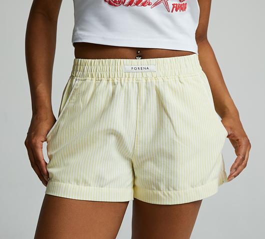 Forena Womens Jenna Pinstripe Short | Yellow | Footasylum