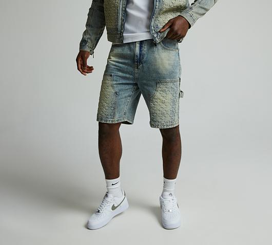 Dripmade Monogram Carpenter Denim Short | Vintage Blue Wash | Footasylum