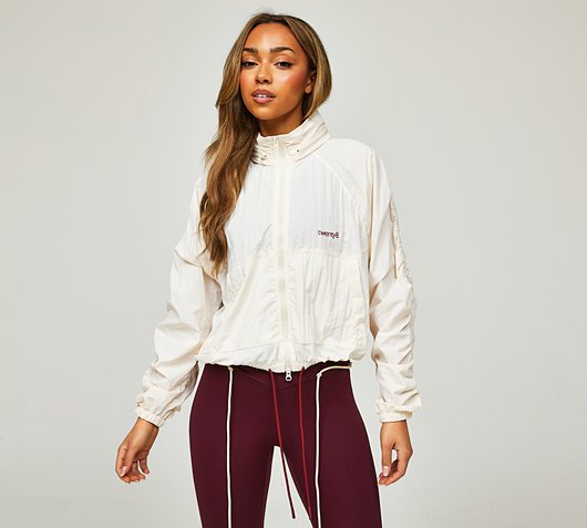 twenty8 Womens Ruched Light Jacket | Cream / Burgundy | Footasylum