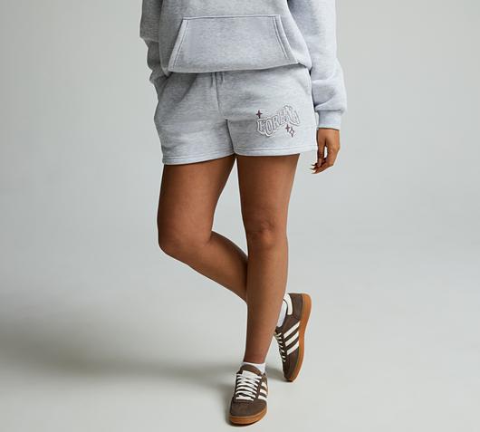 Forena Womens More Soul Fleece Short | Ice Grey Marl / Twilight Mauve ...
