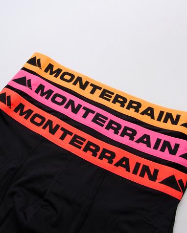 Monterrain 3 Pack Performance Boxer | Jet Black / Orange Pop / Jet ...