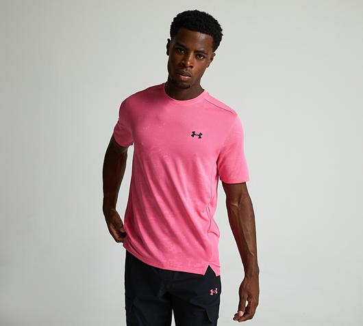 Under Armour UA Tech Vent Geo T-Shirt | Super Pink / Black | Footasylum