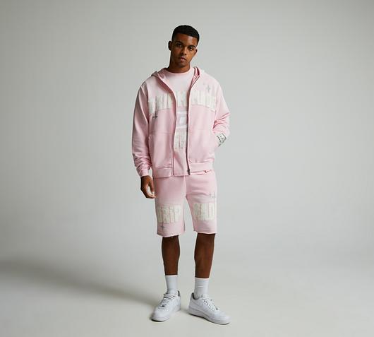 Dripmade Selfmade Applique Zip Through Hoodie | Orchid Pink | Footasylum