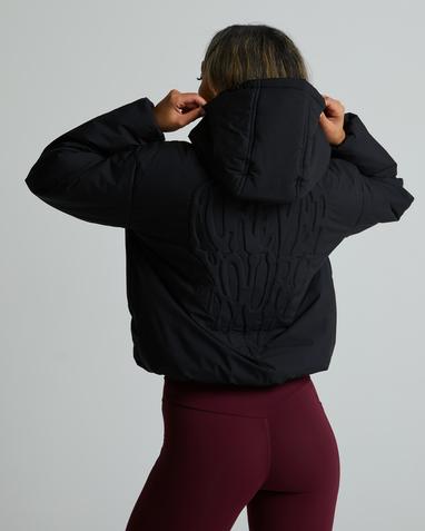 Forena Womens Cora Graphic Puffer Jacket | Jet Black | Footasylum