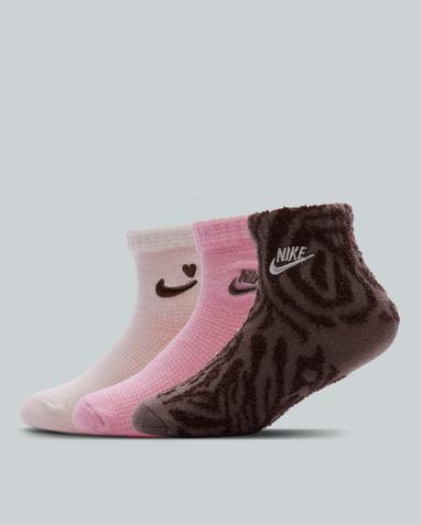 Nike Nursery Wild Warmth 3-Pack Sock | Medium Soft Pink / Brown ...