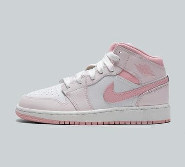 Jordan Junior Air Jordan 1 Mid Trainer | Pearl Pink / Medium Soft Pink ...