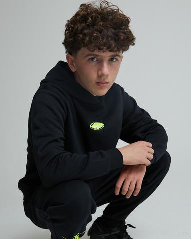 Nike Junior Swoosh Worldwide Overhead Hoodie | Black / White / Volt ...