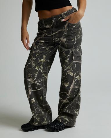 Dripmade Womens Irrational Cargo Denim Jean | Camo Print | Footasylum