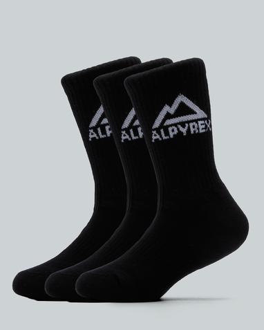 Alpyrex Junior 3 Pack Copex Core Cushioned Crew Sock | Black | Footasylum